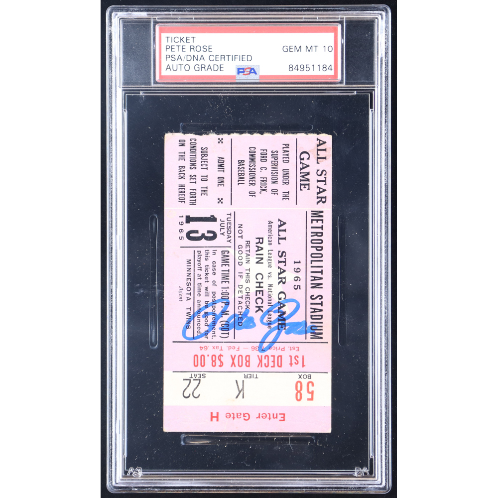 Pete Rose Signed 1965 MLB All-Star Game Ticket Stub (PSA) | Pristine ...