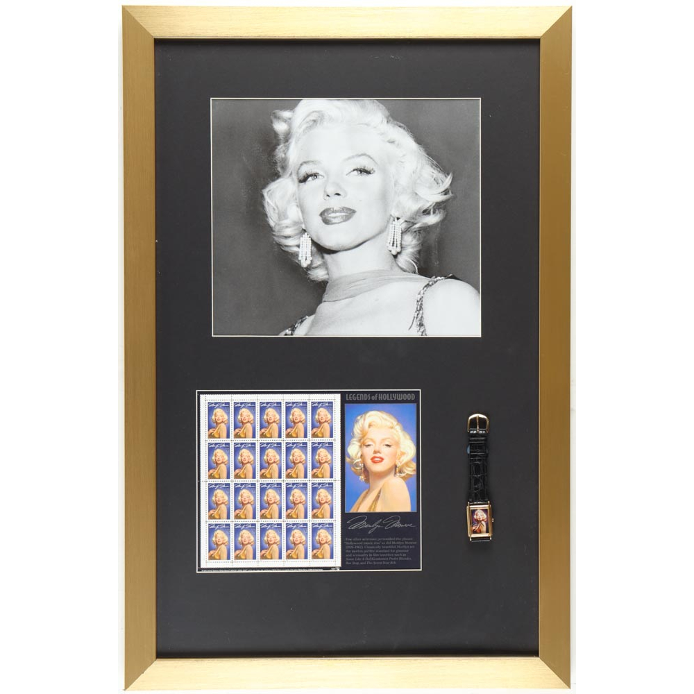 Marilyn Monroe Custom Framed Uncut U.S. Postage Stamp Sheet with Metal ...