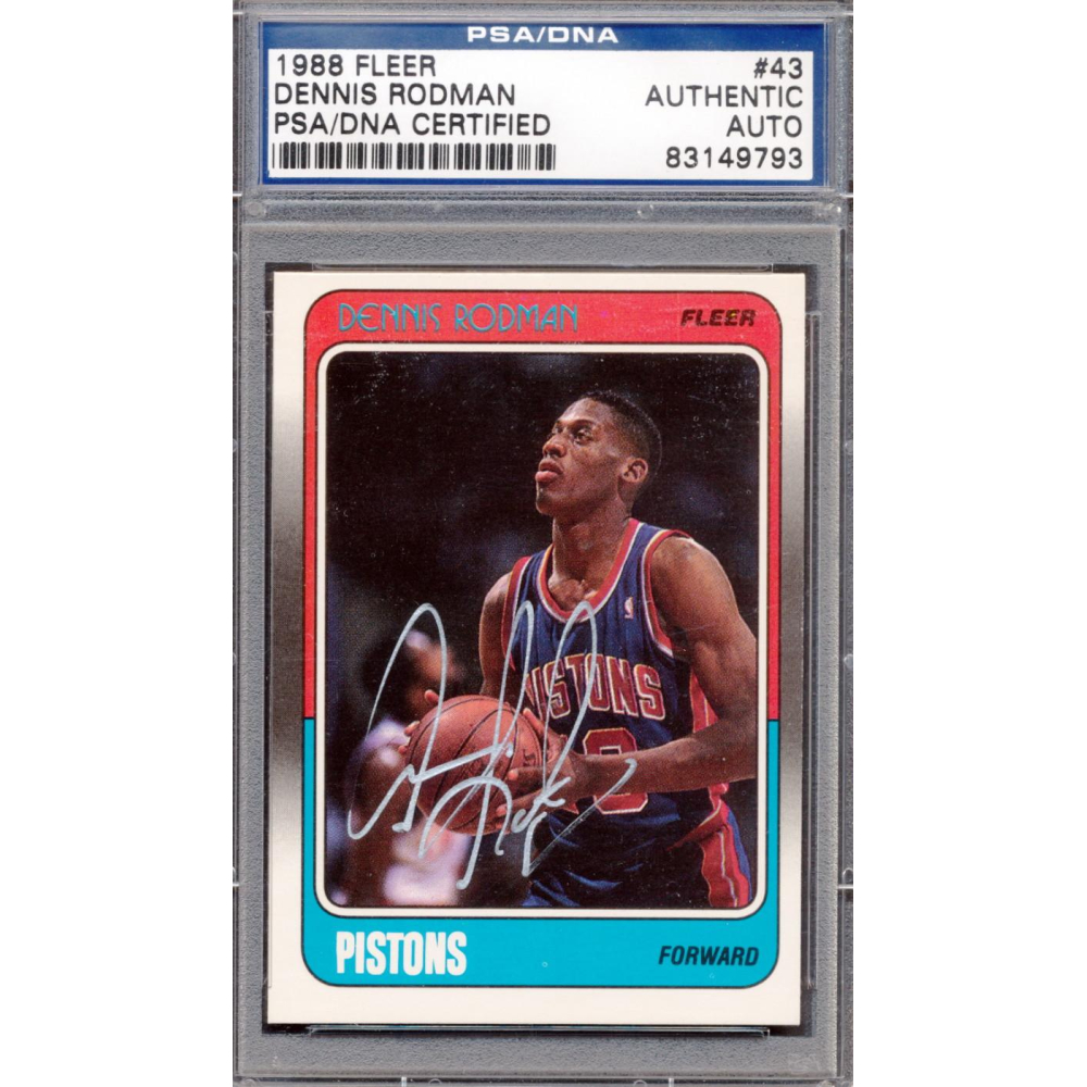 Dennis Rodman Signed 1988-89 Fleer #43 RC (PSA) | Pristine Auction