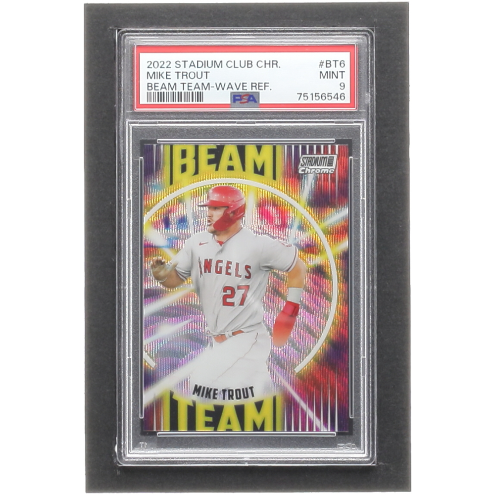 Mike Trout 2022 Stadium Club Chrome Beam Team Wave Refractors #BT6 (PSA ...