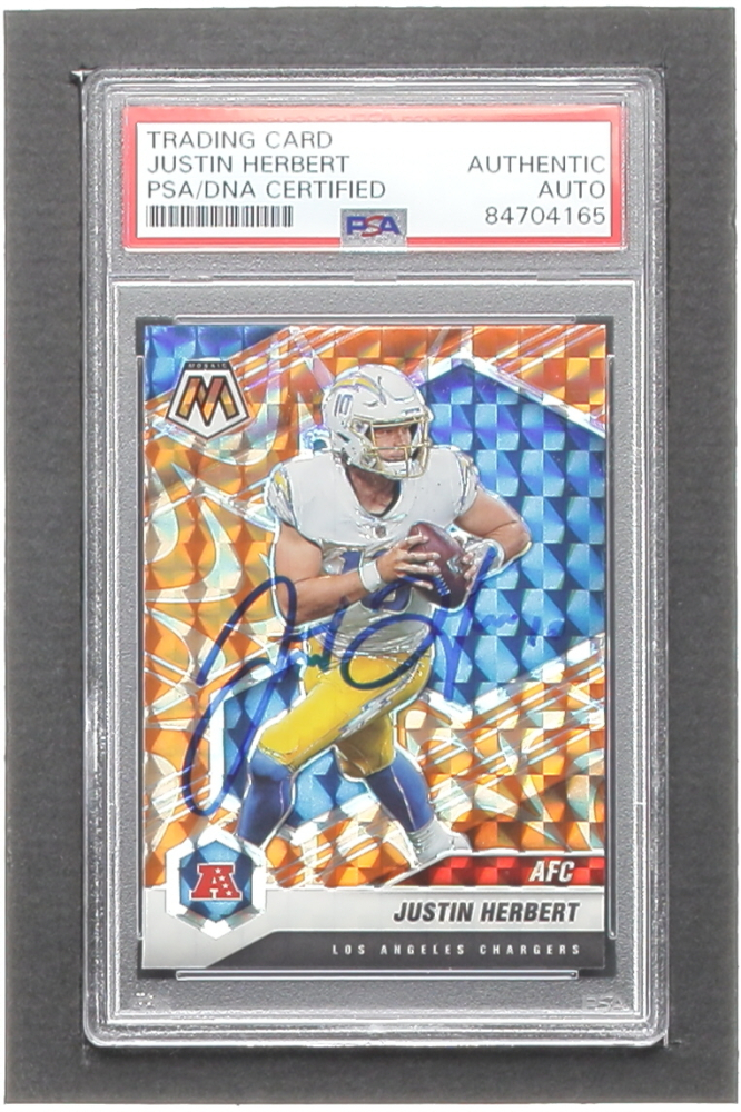 Justin Herbert Signed 2021 Panini Mosaic Mosaic Reactive Orange #224 ...