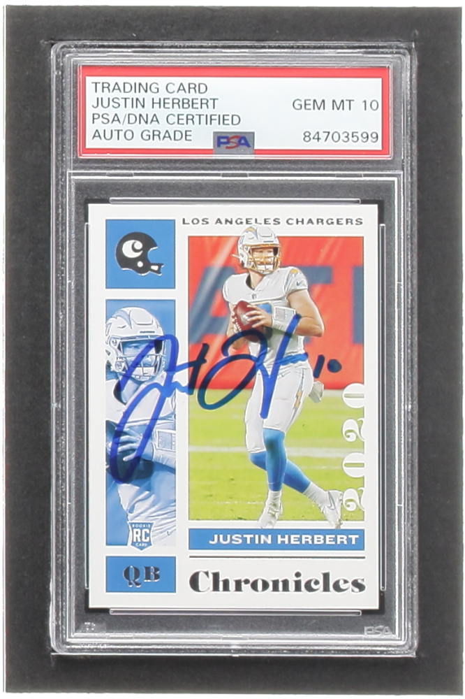 Justin Herbert Signed 2020 Panini Chronicles #53 RC (PSA | Autograph ...