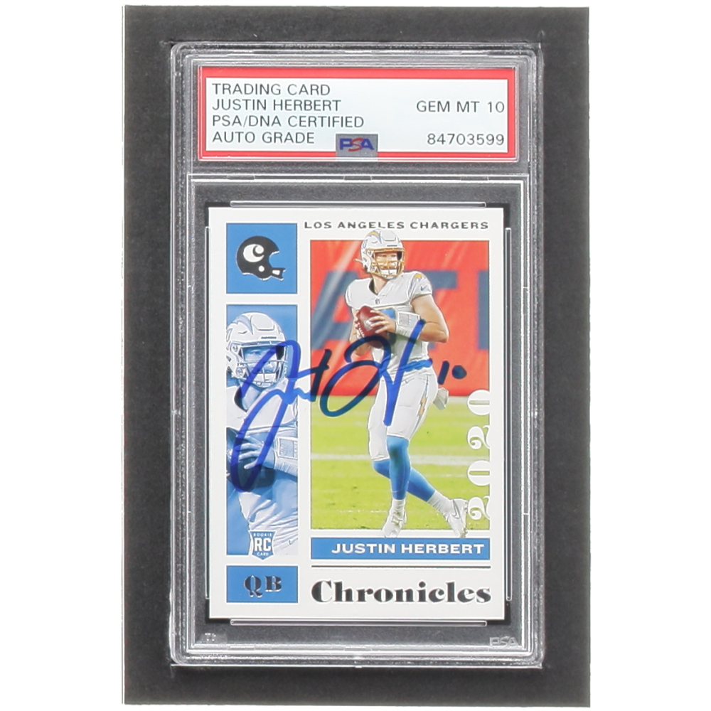 Justin Herbert Signed 2020 Panini Chronicles #53 RC (PSA | Autograph ...