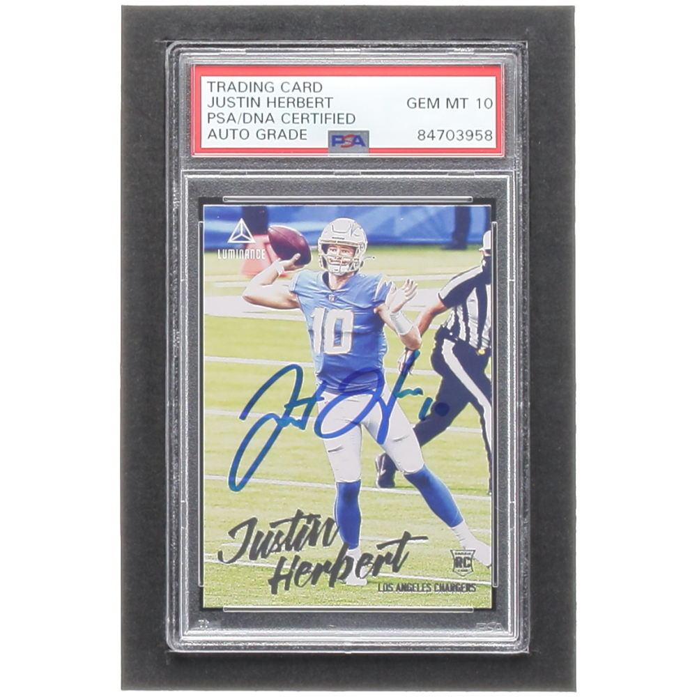 Justin Herbert Signed 2020 Panini Luminance #203 RC / Chronicles (PSA ...