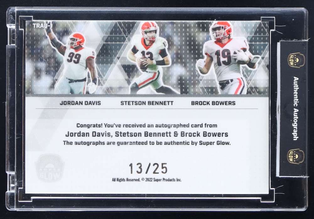 Jordan Davis / Stetson Bennett / Brock Bowers 2022 Super Glow Triple ...