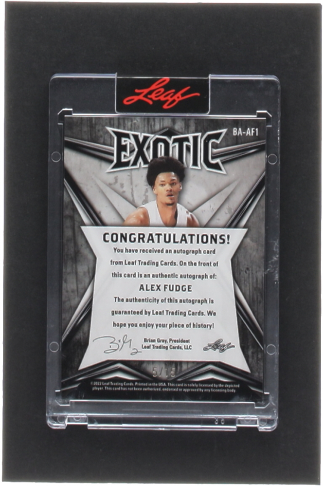 Alex Fudge 2022-23 Leaf Exotic Prismatic Tiger #BAAF1 #05/15 RC ...