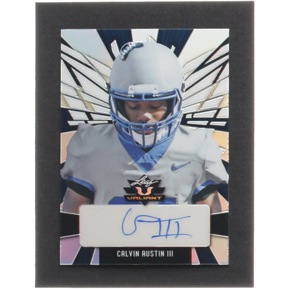 Calvin Austin III 2022 Leaf Valiant Portrait Autographs Navy Blue # ...