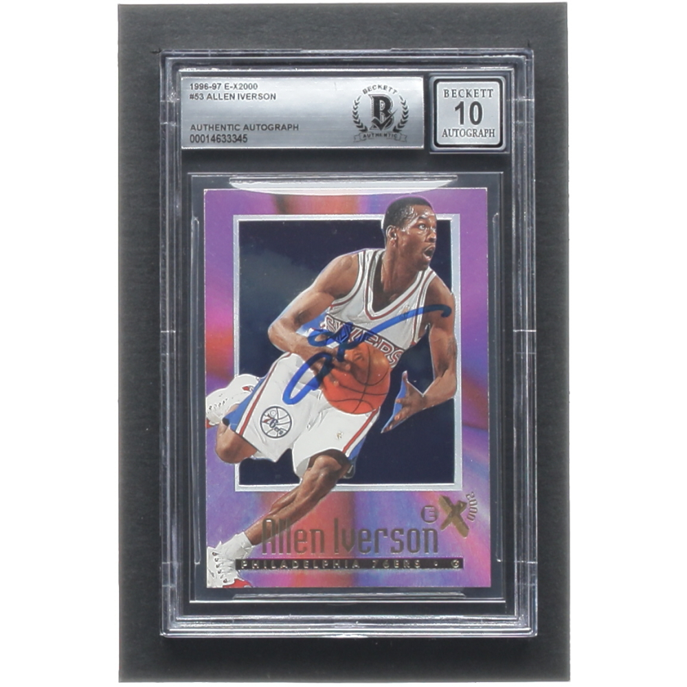 Allen Iverson Signed 1996-97 E-X2000 #53 RC (BGS | Autograph Graded BGS ...