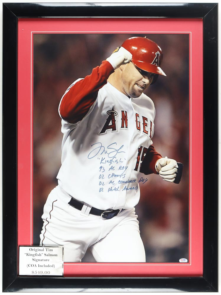 Tim Salmon Signed Angels Custom Framed Photo with Multiple Inscriptions ...