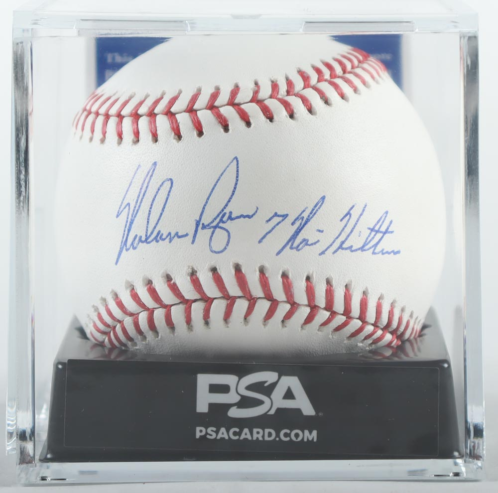 Nolan Ryan Signed OML Baseball with Display Case with Inscribed "7 No ...