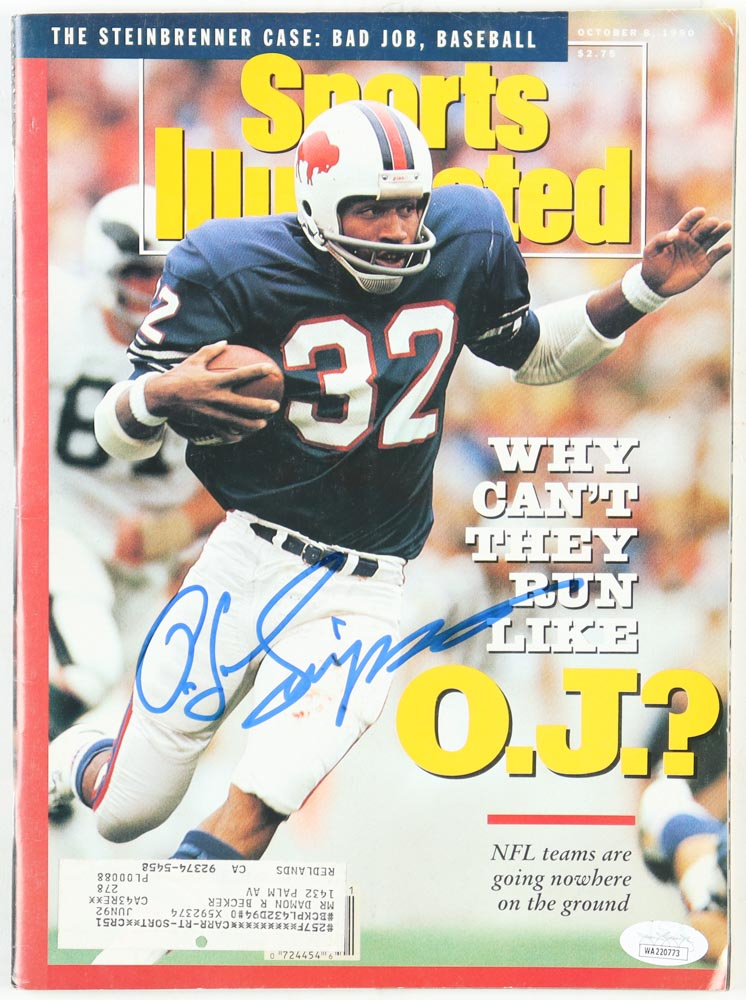 O.J. Simpson Signed 1990 Sports Illustrated Magazine (JSA) | Pristine ...