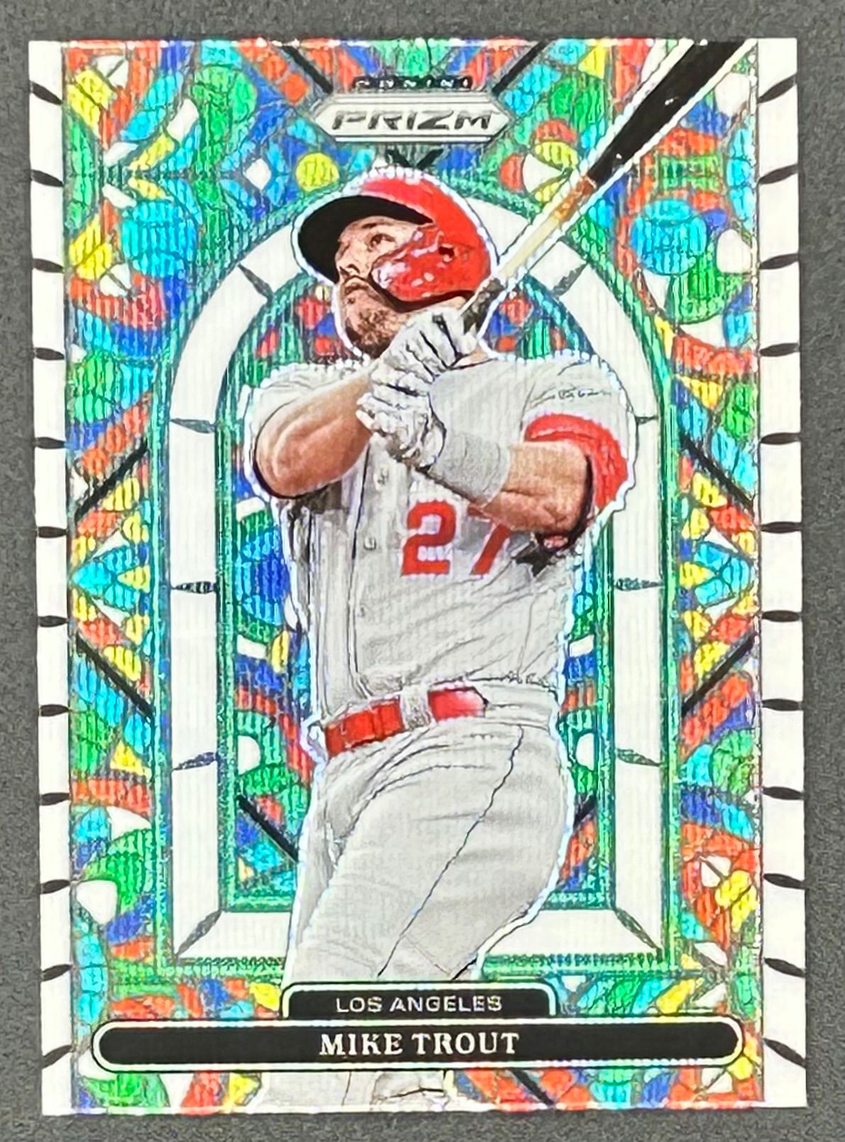 Mike Trout 2022 Panini Prizm Stained Glass Prizms White Wave #5 ...