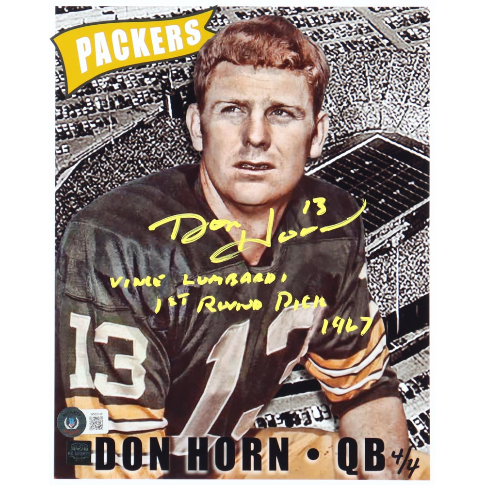 Don Horn Signed Packers 8x10 Photo Inscribed "Vinle Lumbardi 1St Round ...