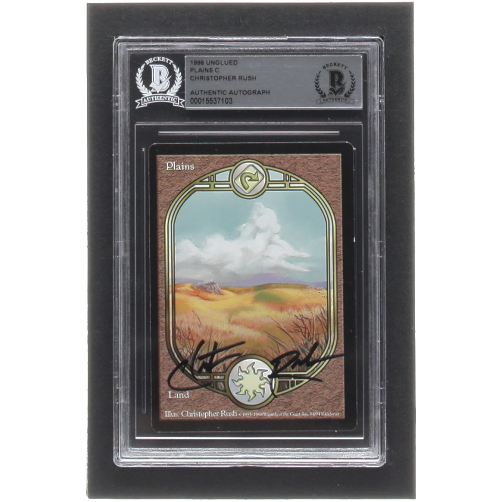 Christopher Rush Signed 1998 Magic The Gathering Unglued #84 Plains ...