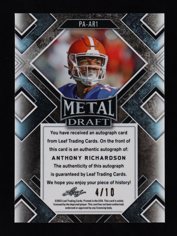 Anthony Richardson 2022 Leaf Metal Draft Portraits Prismatc Red White ...