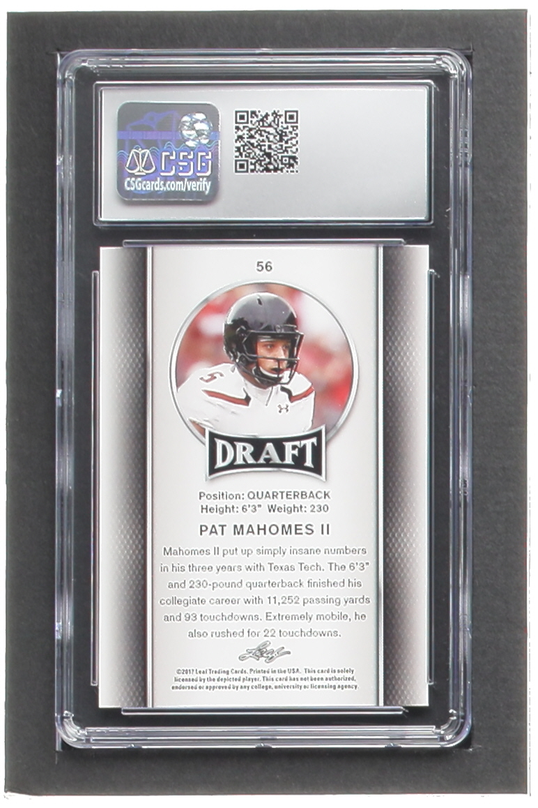 Patrick Mahomes II 2017 Leaf Draft #56 RC (CSG 10) | Pristine Auction