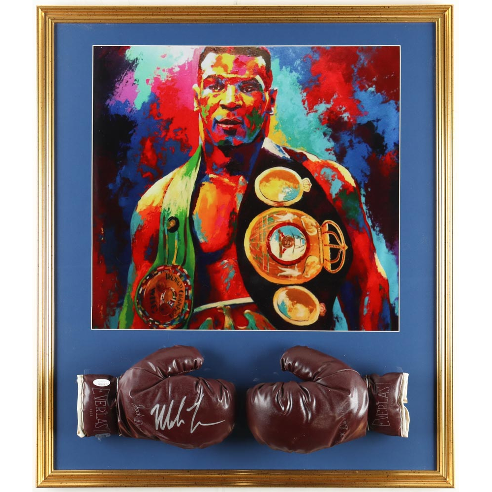 Mike Tyson Signed Custom Framed Vintage Everlast Jack Dempsey Model ...