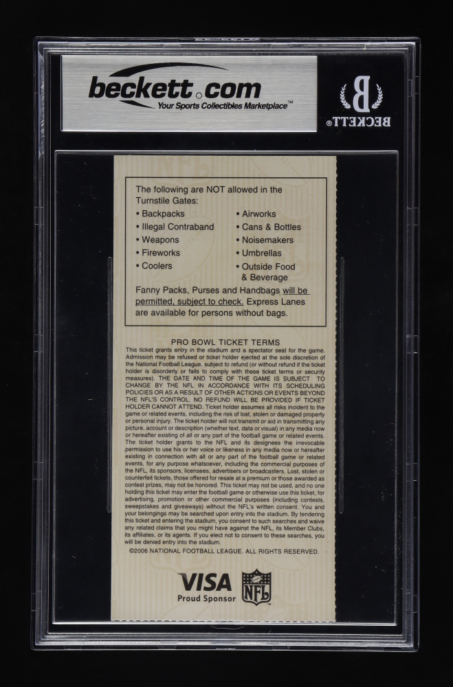 Larry Fitzgerald Signed 2006 Pro Bowl Ticket Inscribed "1st PB" (BGS 5 ...