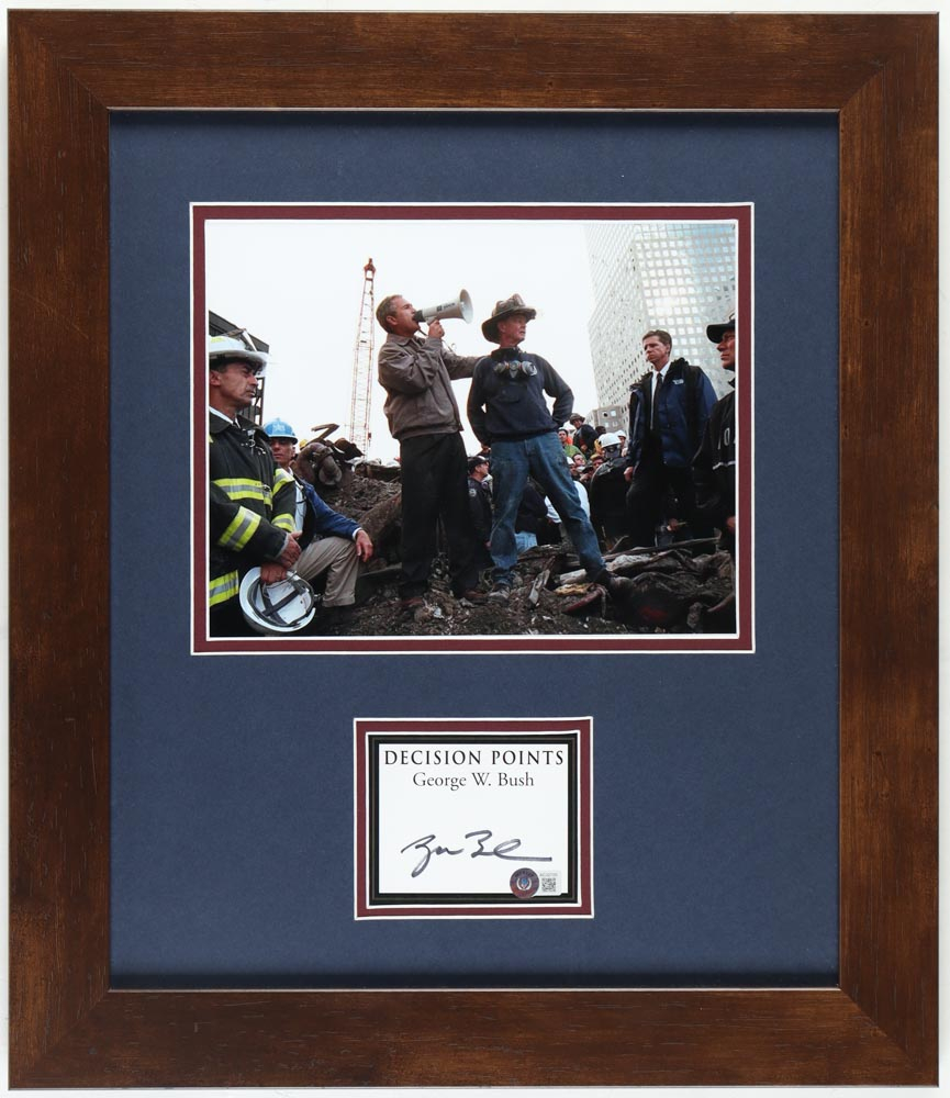 George W. Bush Signed Cut Custom Framed 9/11 Ground Zero Speech Display ...