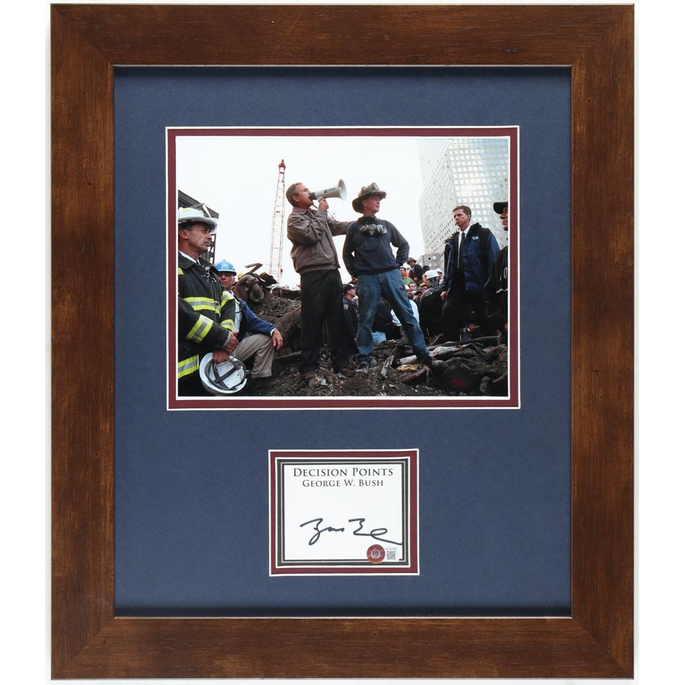 George W. Bush Signed Cut Custom Framed 9/11 Ground Zero Speech Display ...