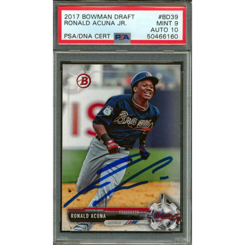 Ronald Acuna Jr. Signed 2017 Bowman Draft #BD39 (PSA 9 | Autograph ...