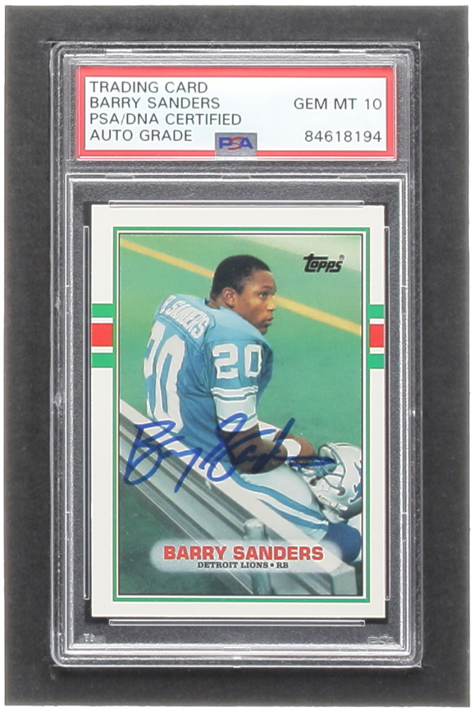 Barry Sanders Signed 1989 Topps Traded #83T RC (PSA | Autograph Graded ...