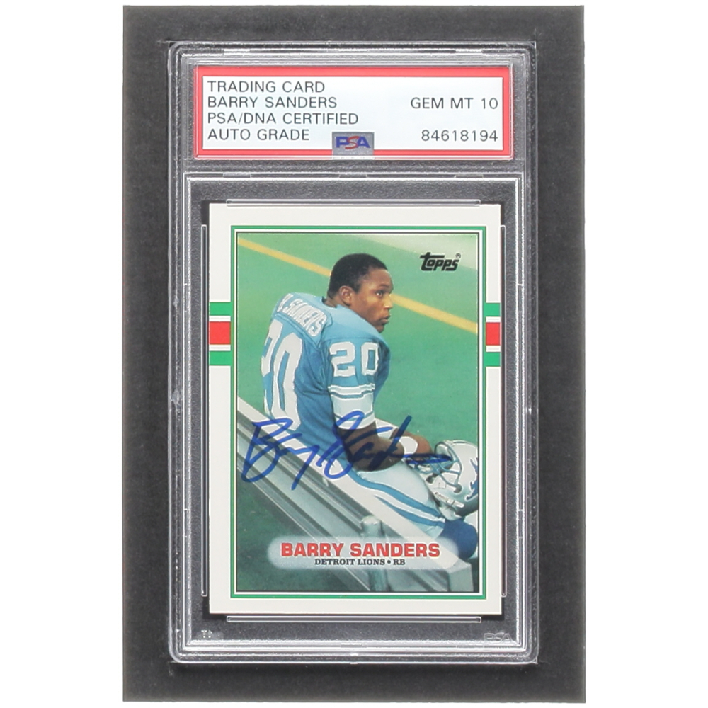 Barry Sanders Signed 1989 Topps Traded #83T RC (PSA | Autograph Graded ...