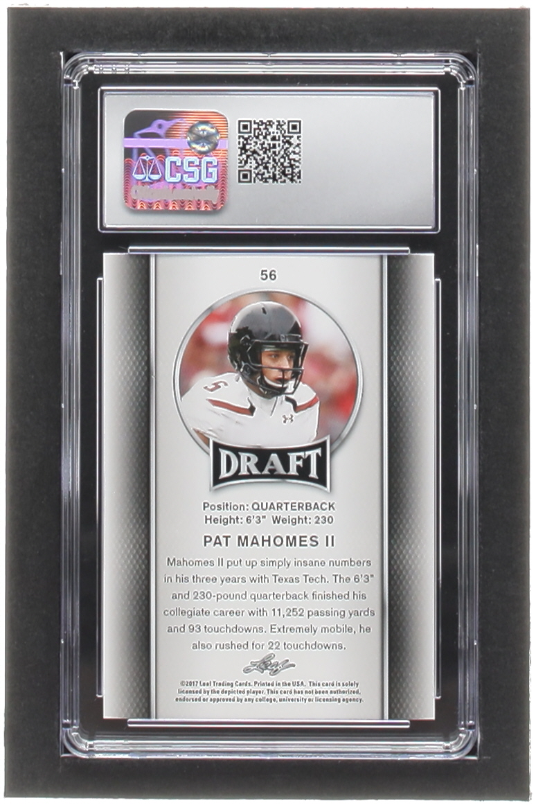 Patrick Mahomes II 2017 Leaf Draft #56 (CSG 10) | Pristine Auction