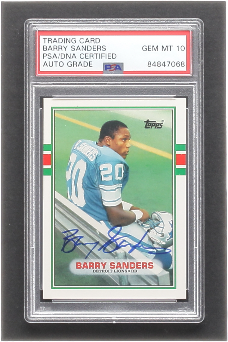Barry Sanders Signed 1989 Topps Traded #83T RC (PSA | Auto 10 ...