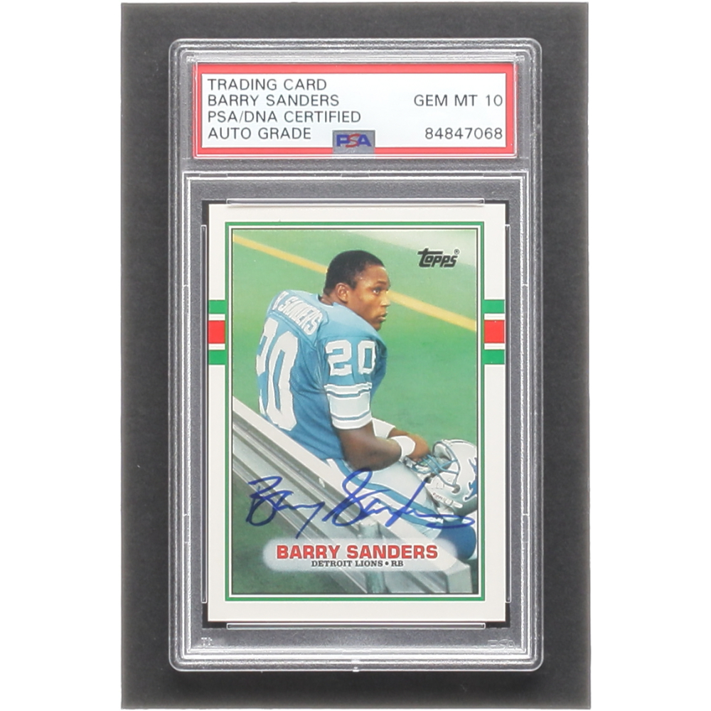 Barry Sanders Signed 1989 Topps Traded #83T RC (PSA | Auto 10 ...