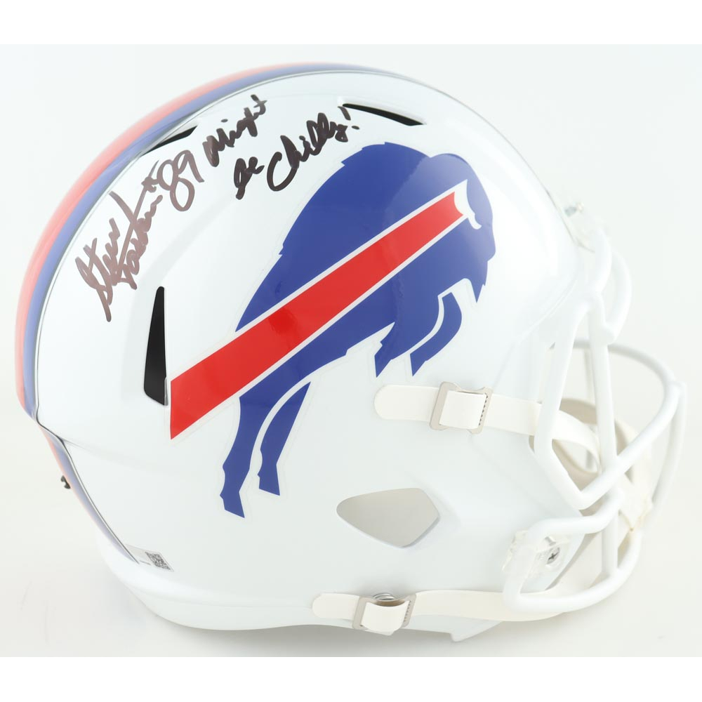 Steve Tasker Signed Bills Full-Size Speed Helmet Inscribed "Might Be ...