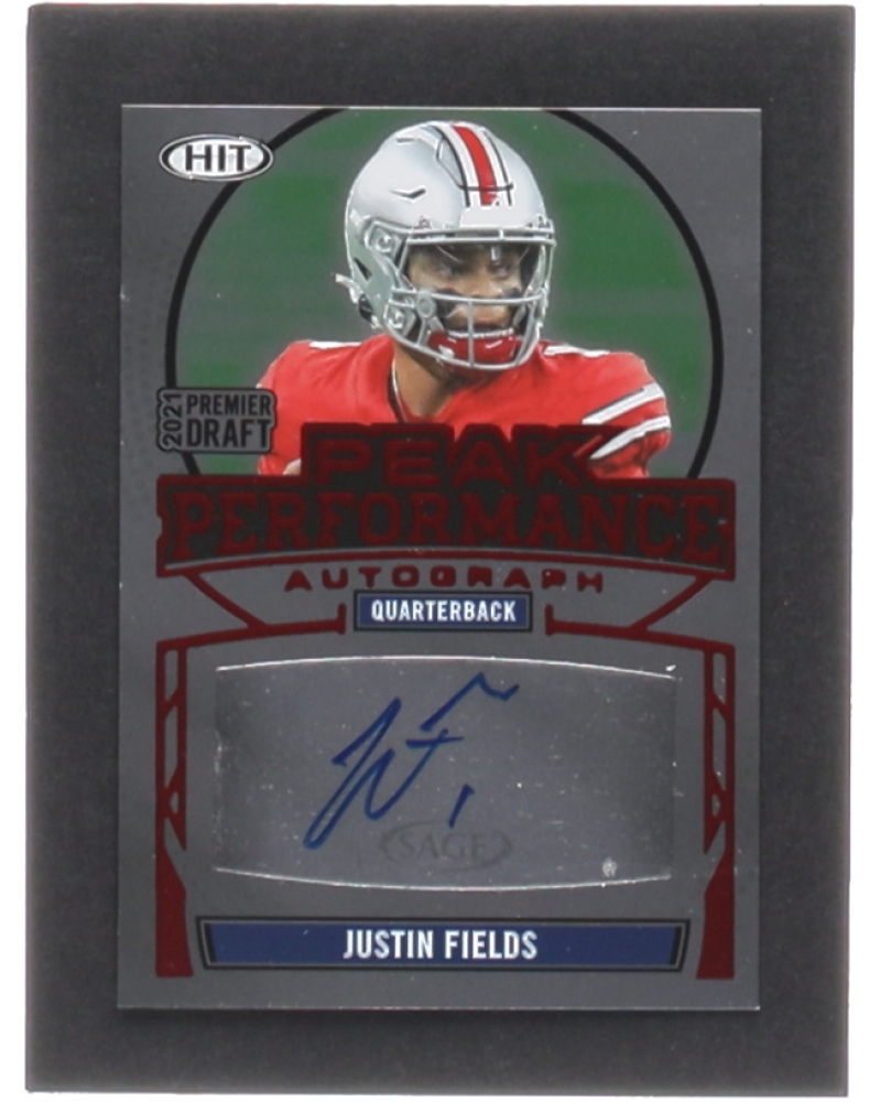 Justin Fields 2021 SAGE HIT Peak Performance Autographs Red #PKAJF RC ...