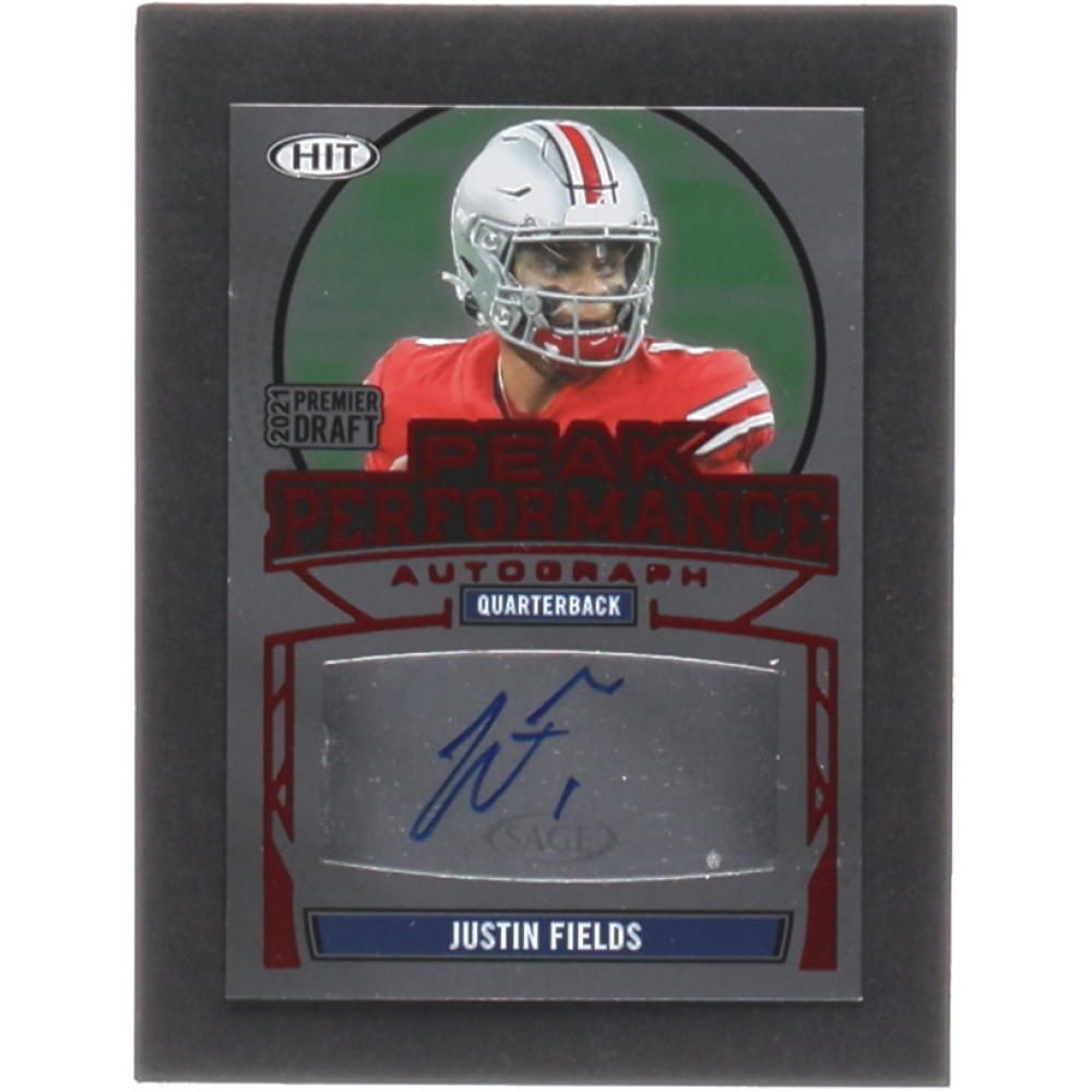 Justin Fields 2021 SAGE HIT Peak Performance Autographs Red #PKAJF RC ...