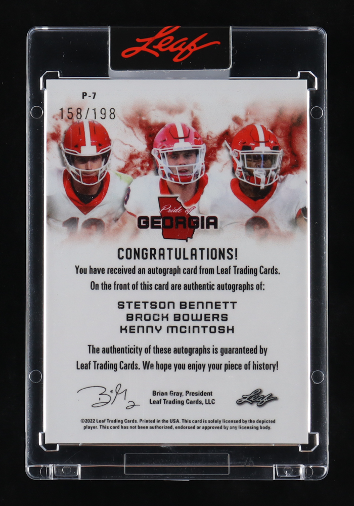 Stetson Bennett / Brock Bowers / Kenny McIntosh 2022 Leaf Pride of ...