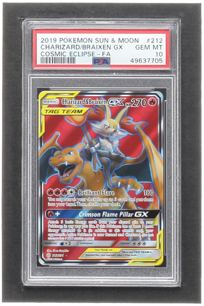 Charizard & Braixen GX Pokemon 2019 Cosmic Eclipse #212 (PSA 10) | Pristine Auction