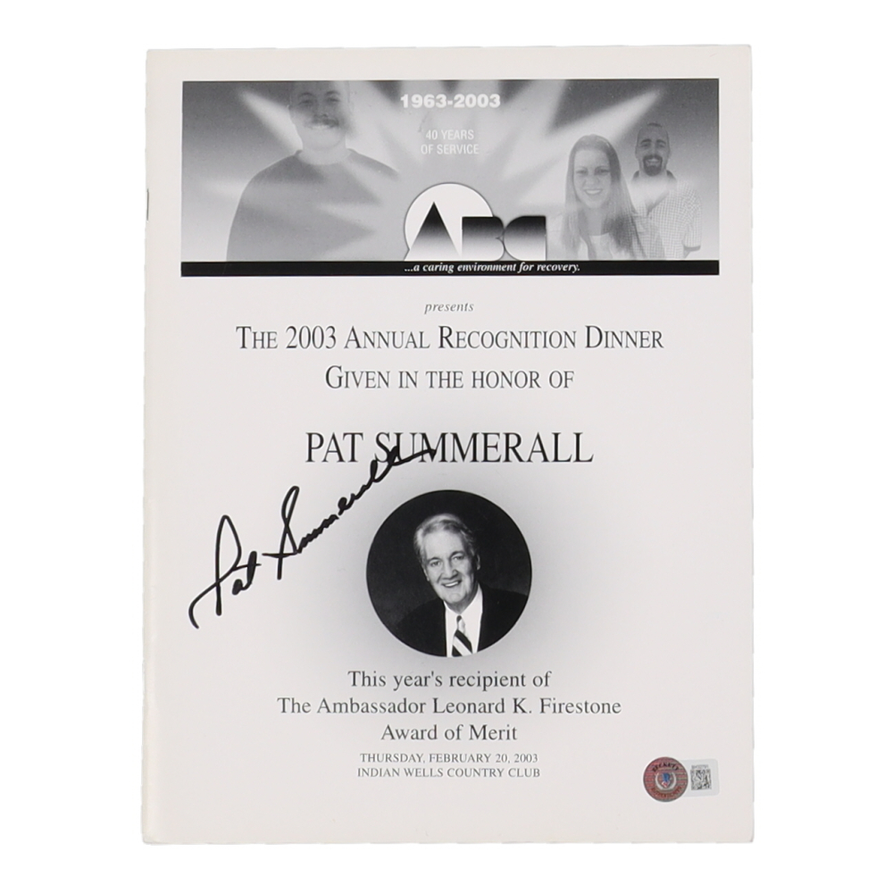 Pat Summerall Signed 2003 Recognition Dinner Program (Beckett ...