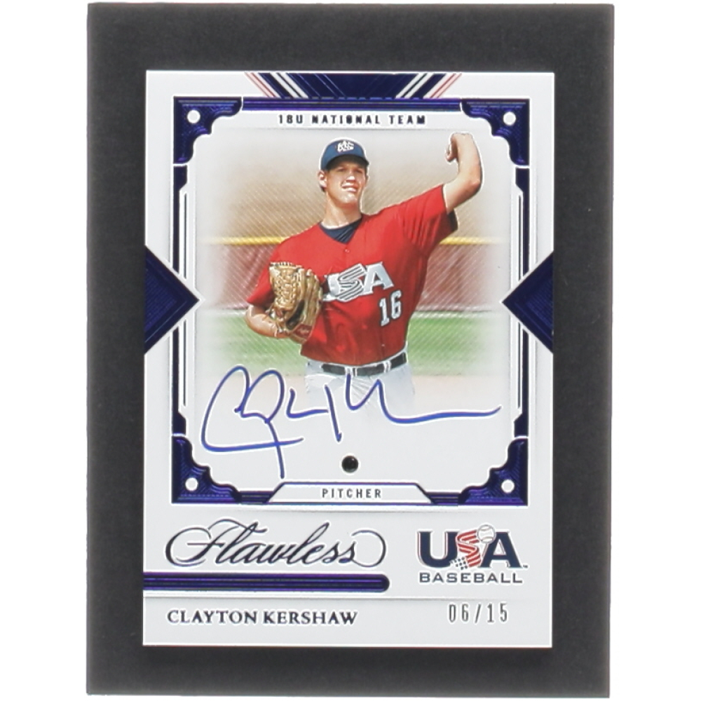 Clayton Kershaw 2022 Panini Flawless USA Gems Signatures Sapphire #4 #06/15 | Pristine Auction