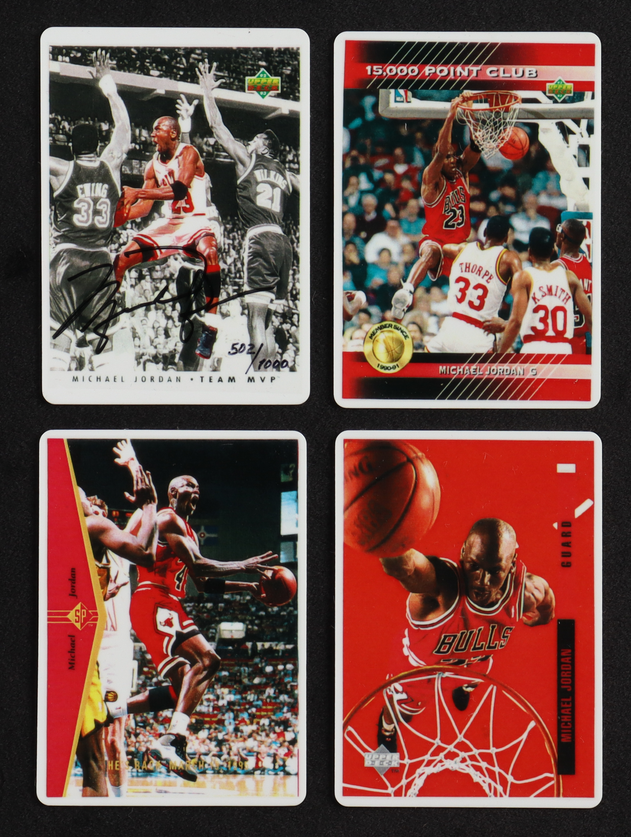 Display Set of (4) LE Michael Jordan Signature Series Cards #502/1000 ...