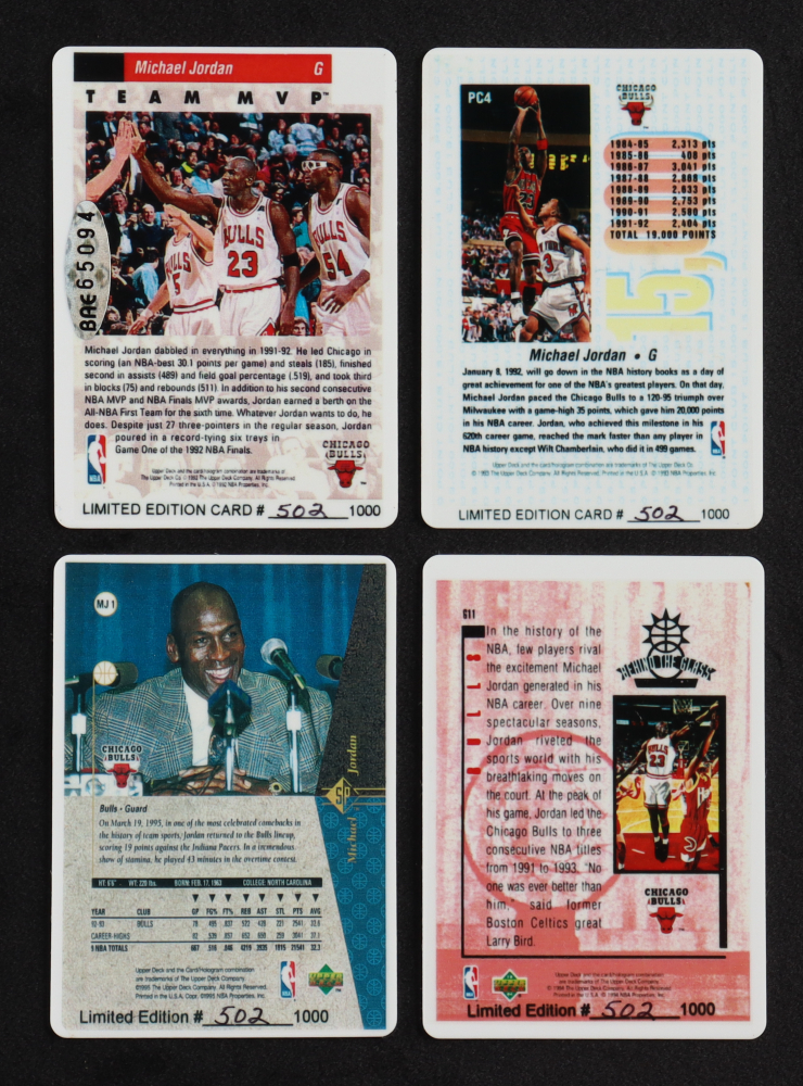 Display Set of (4) LE Michael Jordan Signature Series Cards #502/1000 ...
