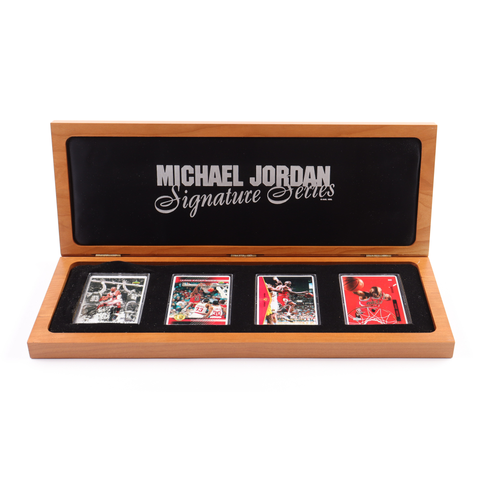 Display Set of (4) LE Michael Jordan Signature Series Cards #502/1000 ...