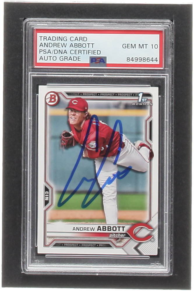 Andrew Abbott Signed 2021 Bowman Draft #BD8 RC (PSA | Autograph Graded ...