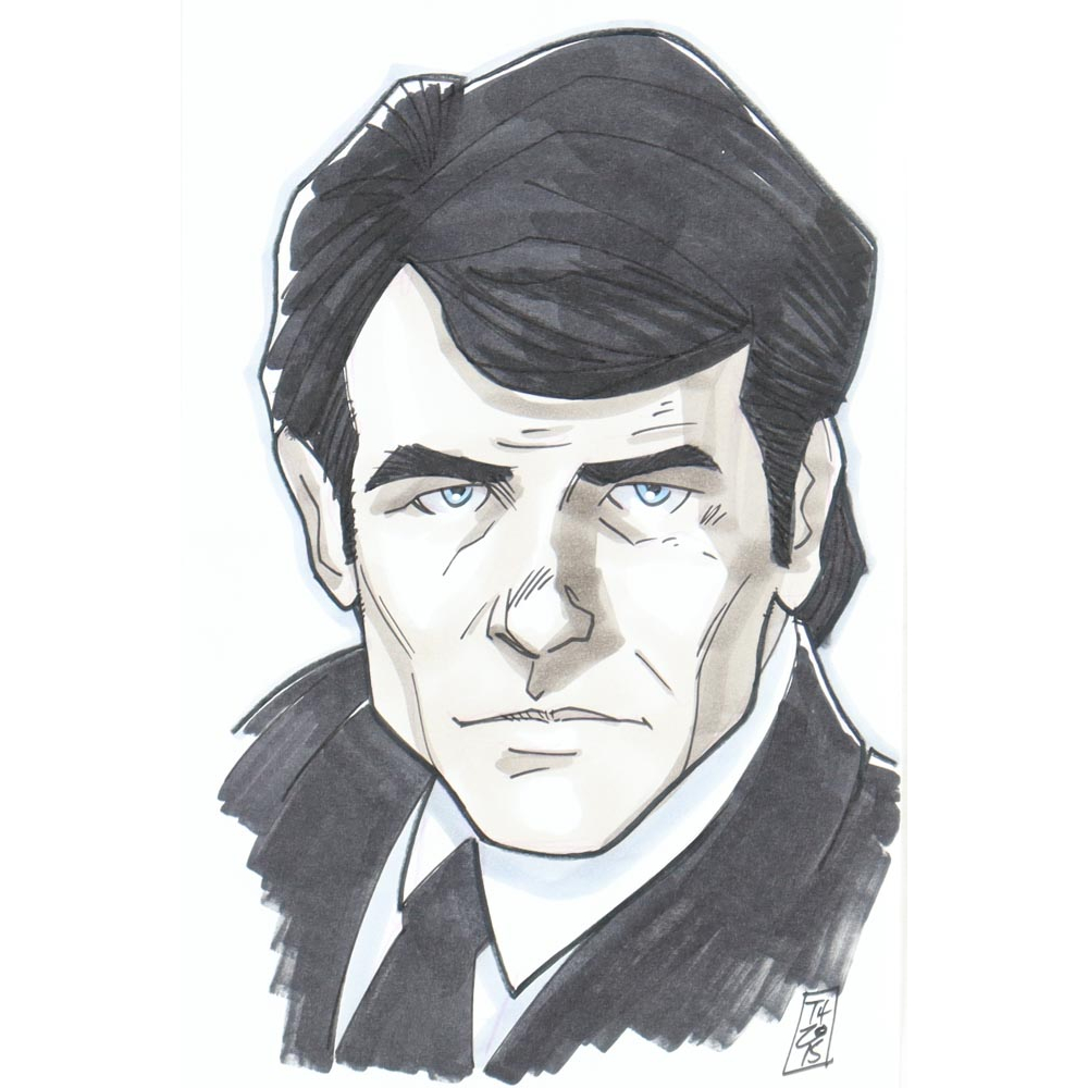 Pierce Brosnan "James Bond" 1/1 ORIGINAL 5.5x8.5 Color Drawing on Paper ...