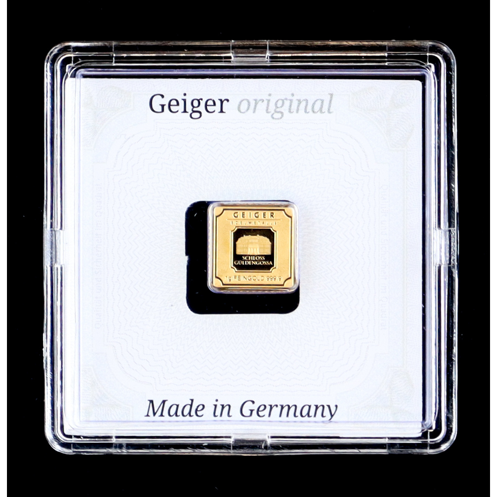 Geiger 1 Gram 999.9 Fine Gold in Assay | Pristine Auction