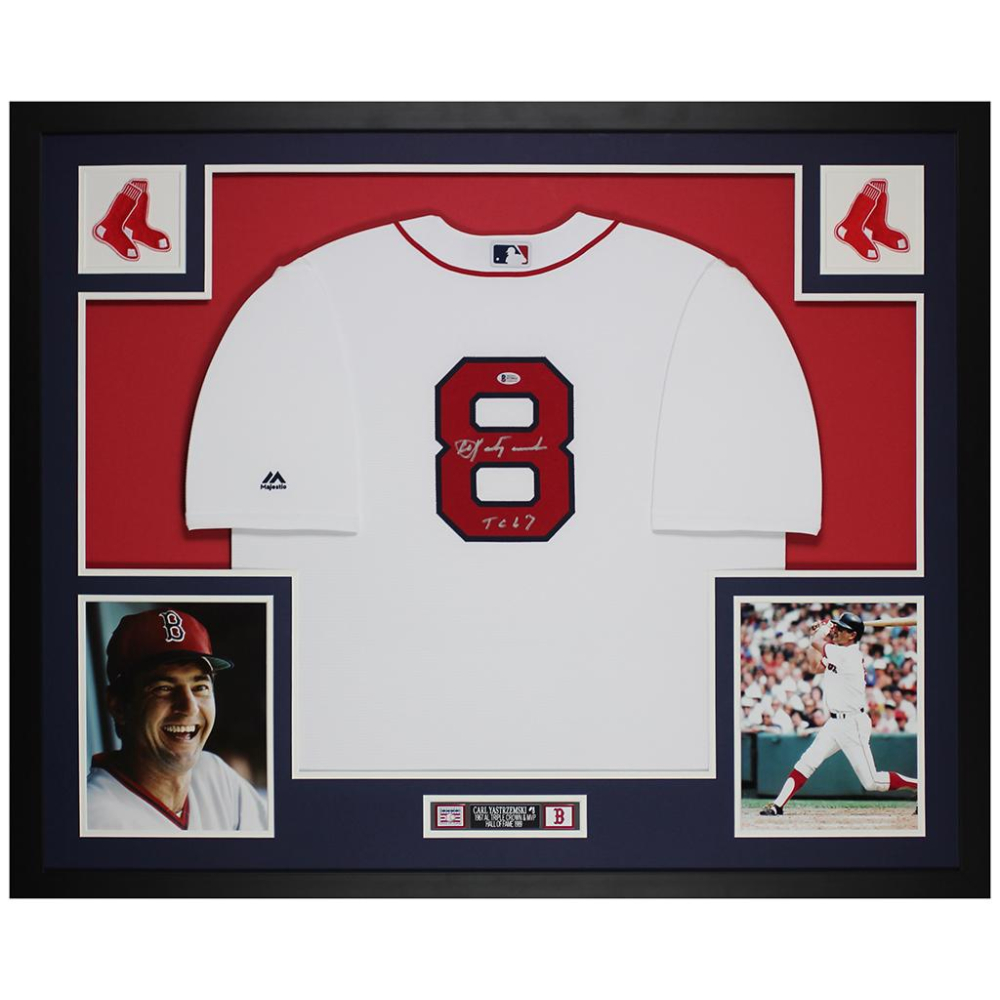 Carl Yastrzemski Signed Custom Framed Jersey Display Inscribed "TC 67 ...