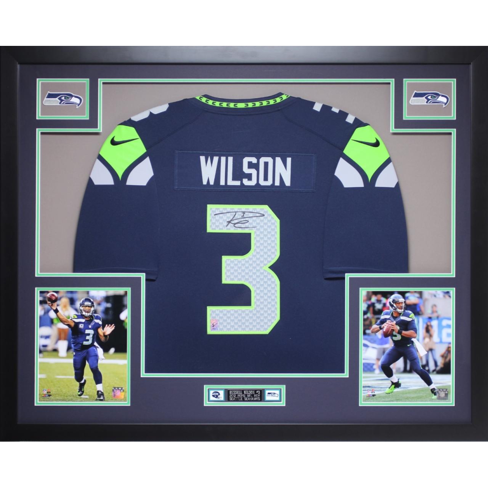 Russell Wilson Signed Seahawks Custom Framed Jersey Display (Wilson ...