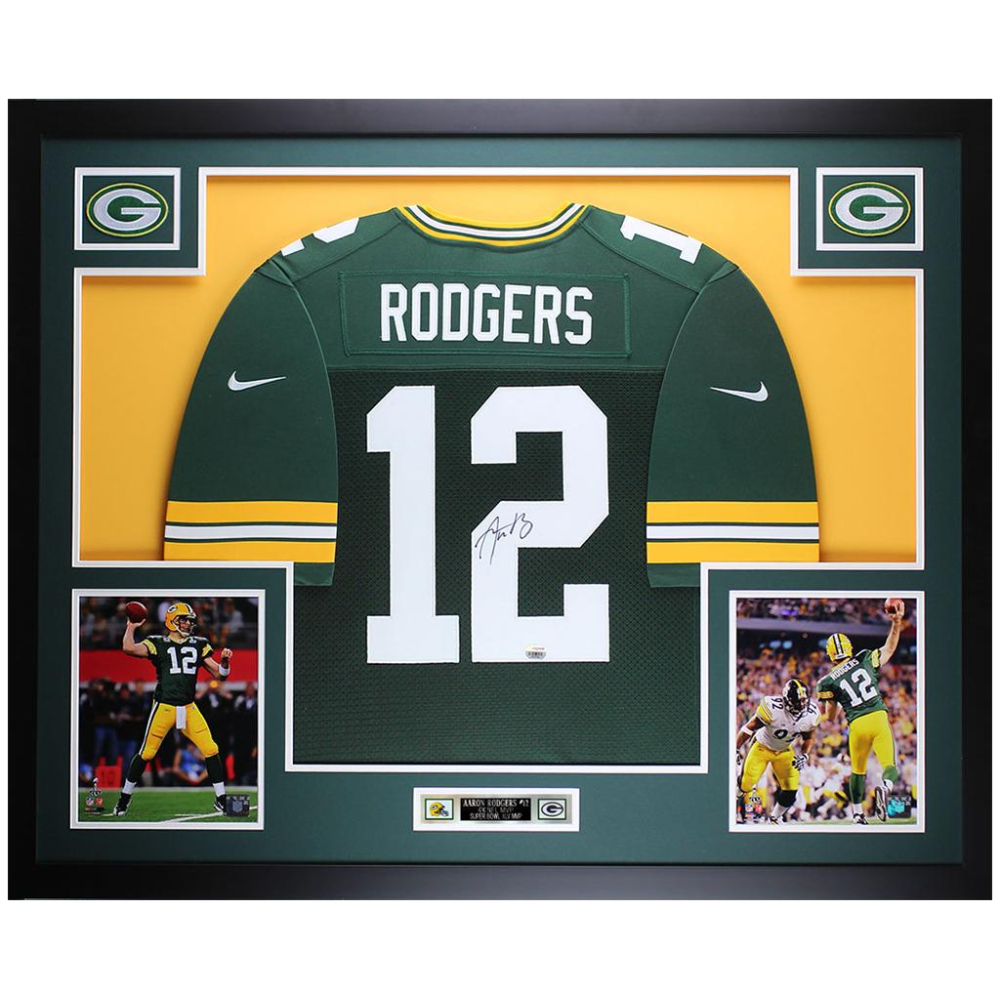 Aaron Rodgers Signed Custom Framed Nike Jersey Display (Fanatics ...