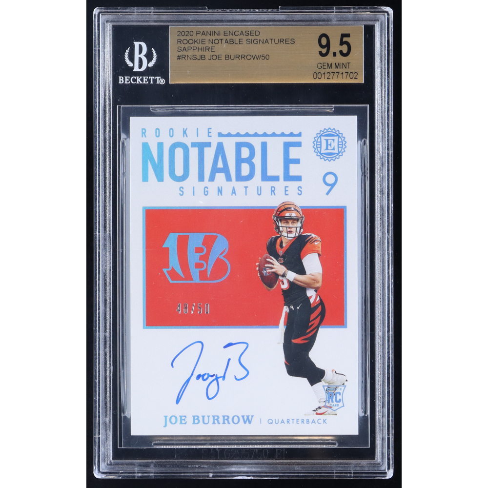 Joe Burrow 2020 Panini Encased Rookie Notable Signatures Sapphire # ...