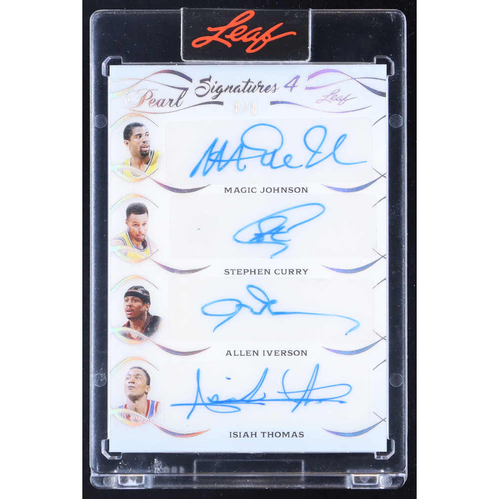2022 Leaf Signatures 4 Pearl Silver #P42 Magic Johnson / Stephen Curry ...