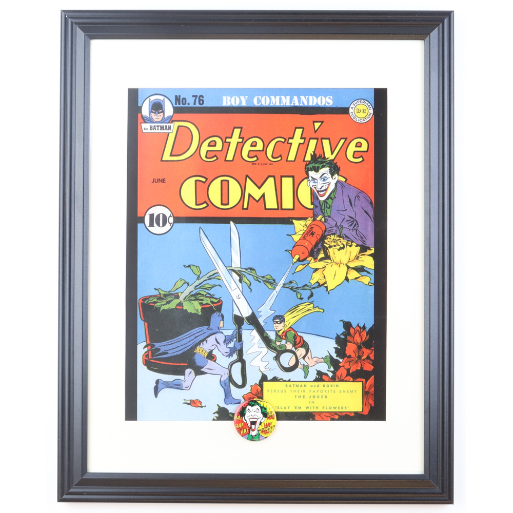 1943 "Batman: Detective Comics" Custom Framed Asgard Press Print with 1989 Joker Pin | Pristine ...