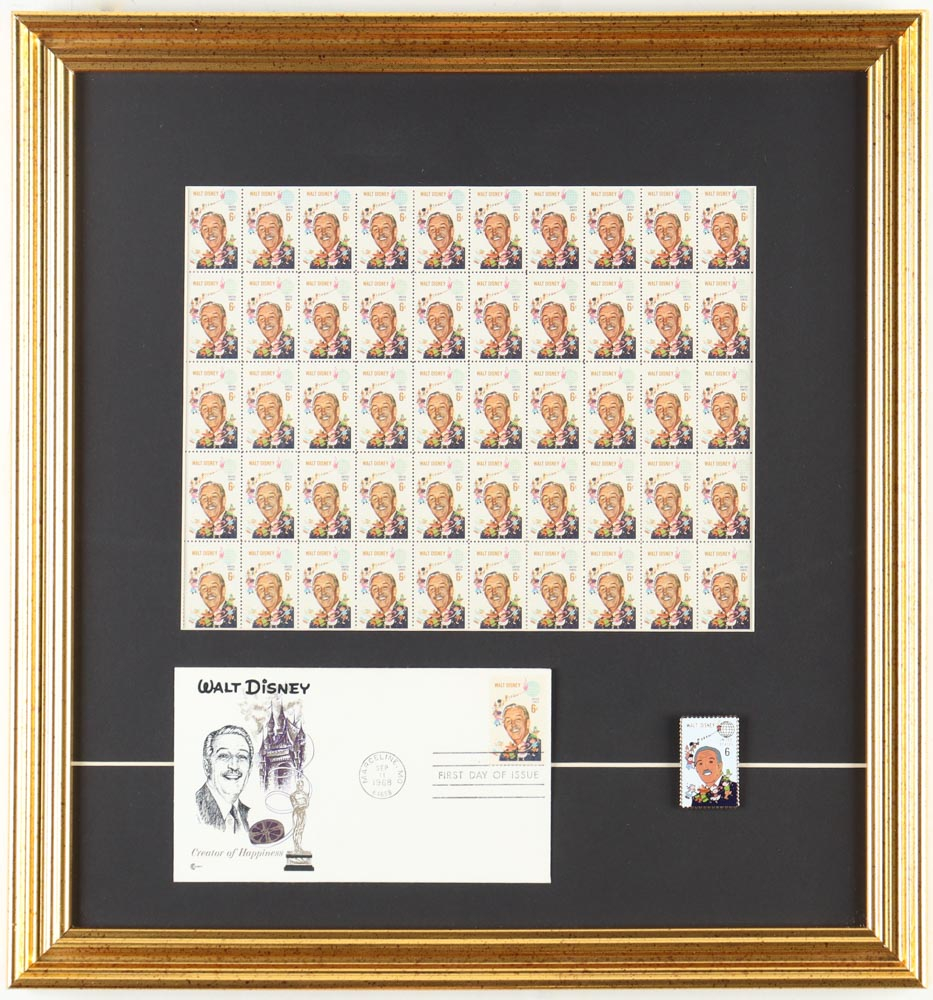 1968 Walt Disney Custom Framed Uncut U.S. Postage Stamp Sheet Display ...